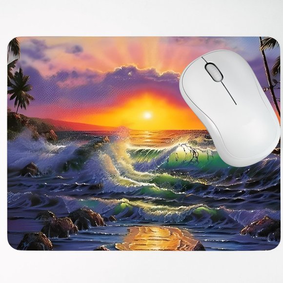Office | Sea Sunset And Ocean Waves Pad 24 X 2 X 02 Cm Nonslip Rubber ...